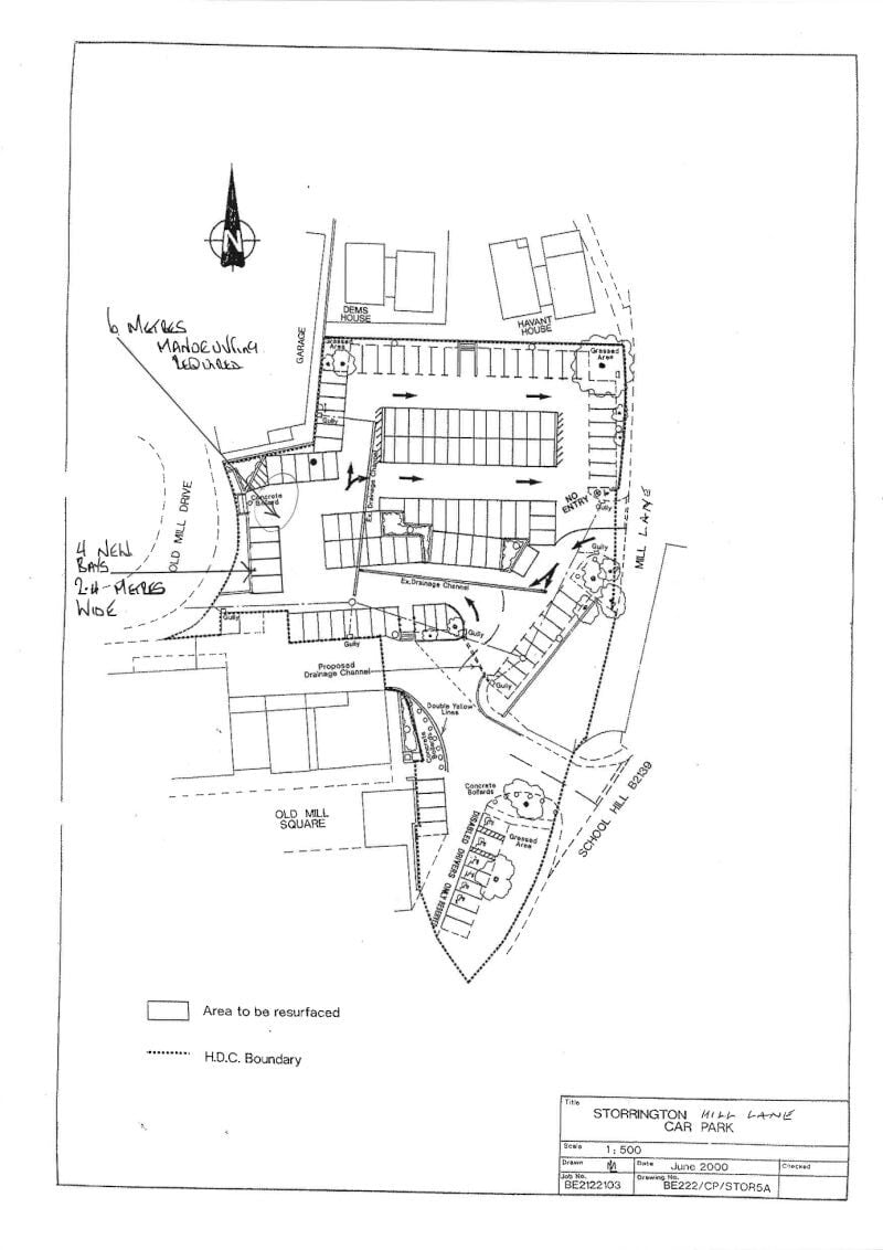 The new layout for Storrington Mill Lane car park - Storrington, West ...